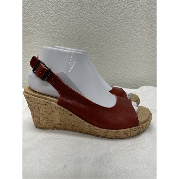 CROCS | Shoes | Crocs Womens 7w Shoes Leigh Red Wedge Heel Slingback ...